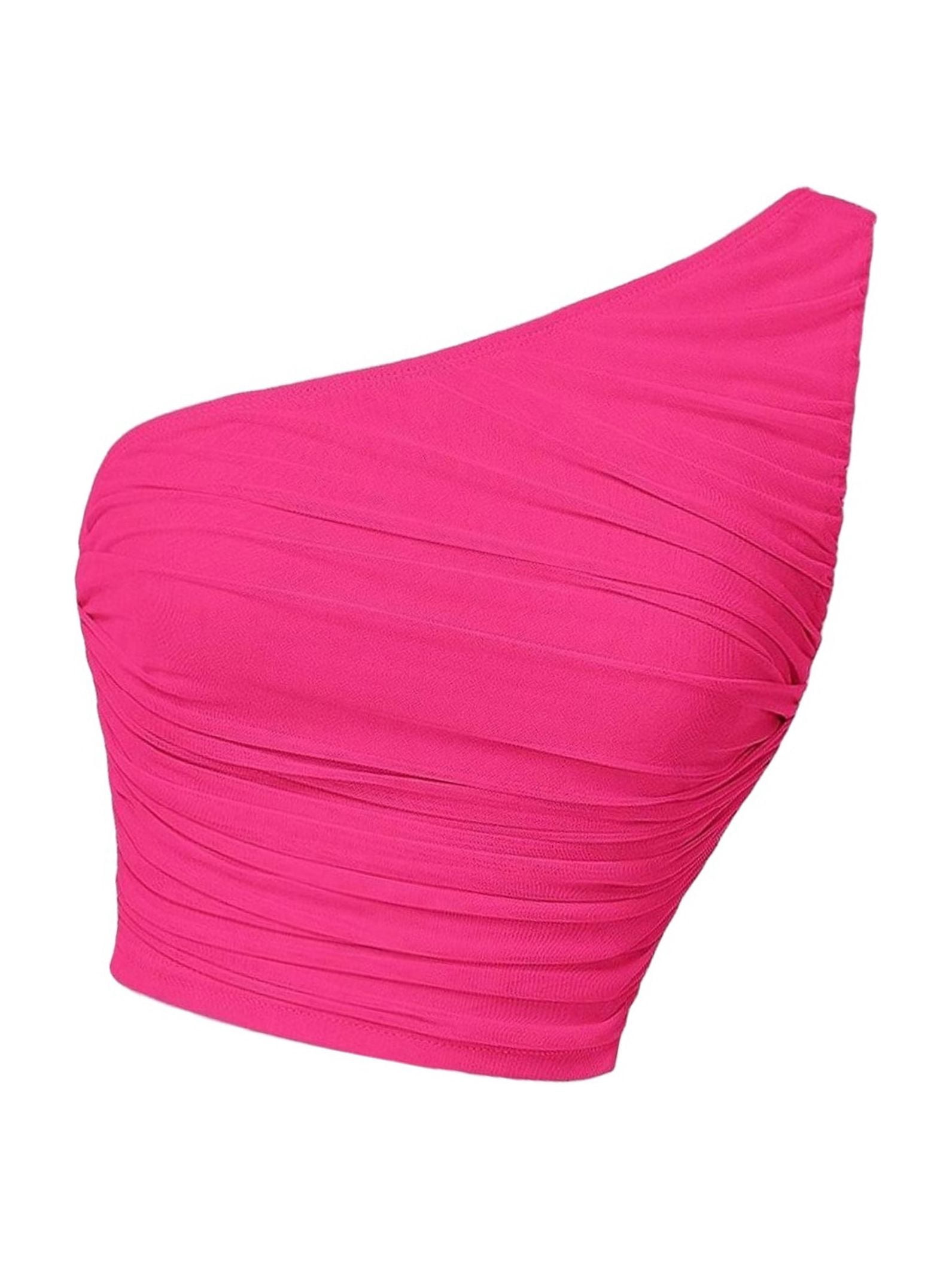 Casual Asymmetrical Neck Sleeveless Hot Pink Womens Tops (Women's ...