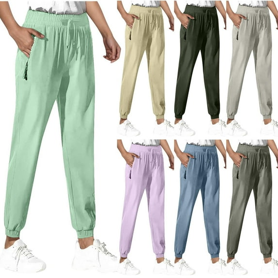 Casual Bandage Print Pants with Pockets, Elastic Waist Zipper Pocket ...