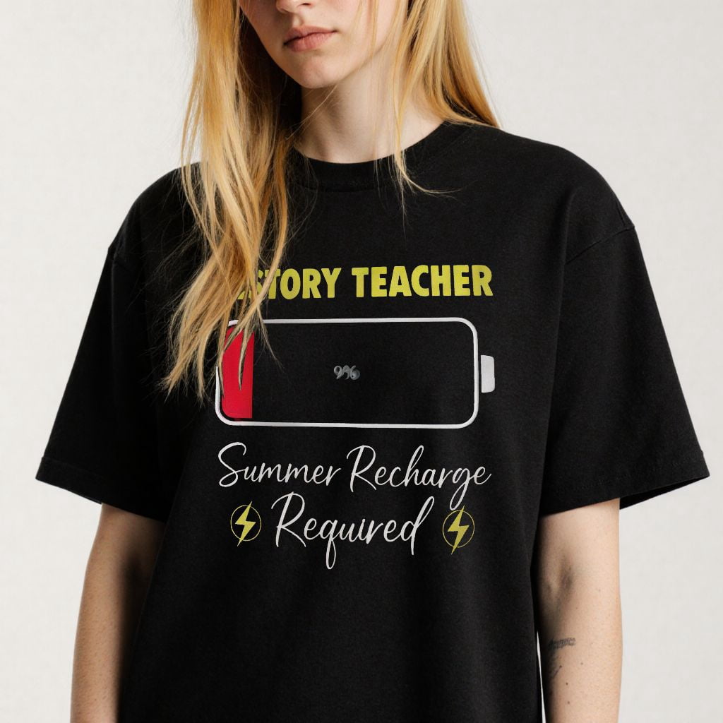 Casual Battery themed Graphic for History Teachers Funny Summer ...