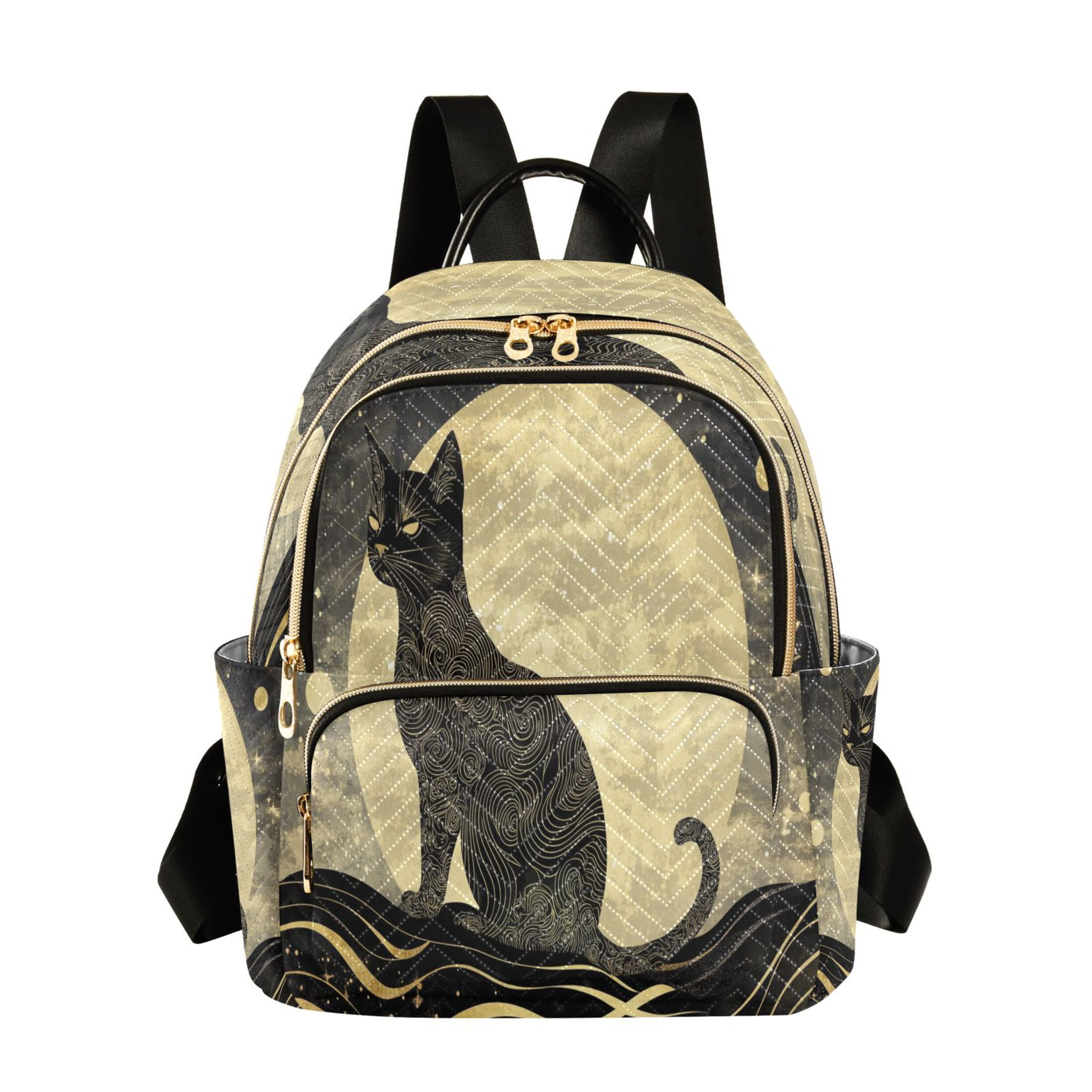 Casual Black Cat on Full Moon Backpack for School,College and Travel ...