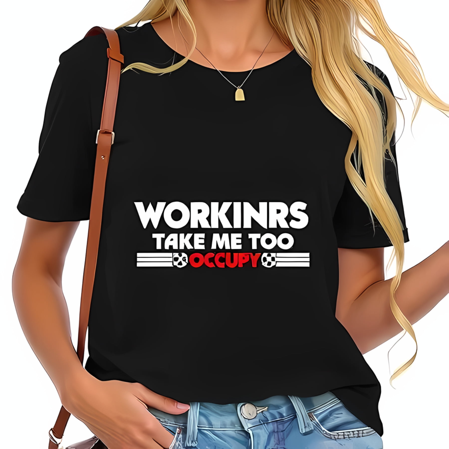 Casual Black Cotton Short Sleeve T-Shirt with Bold " WORKINRS TAKE ME ...