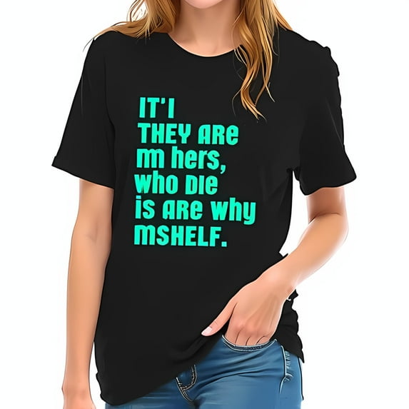 Casual Black Cotton Short Sleeve T-Shirt with Playful Teal- Text Design ...