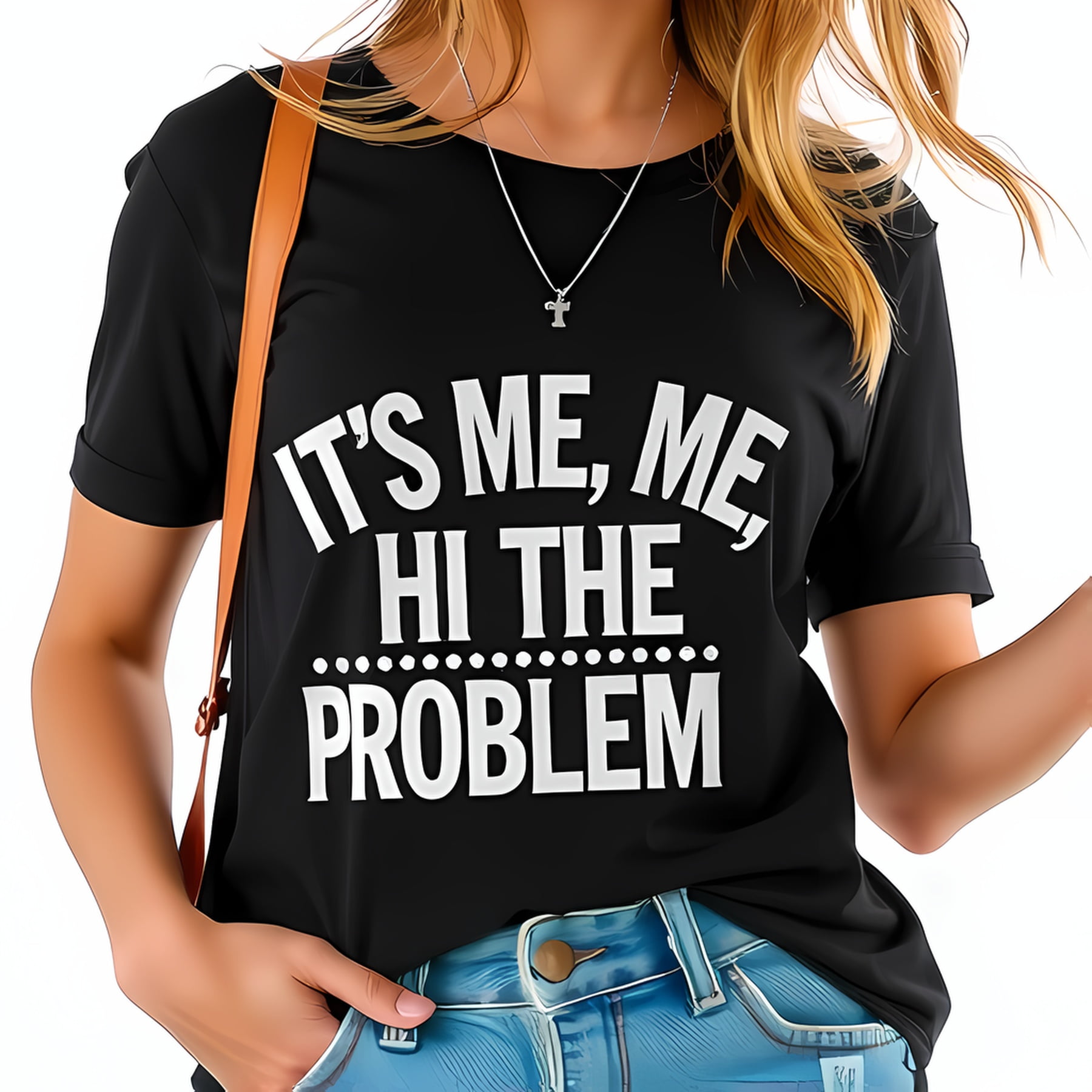 Casual Black Graphic T-Shirt - "It's me me hi the problem" - Relaxed ...