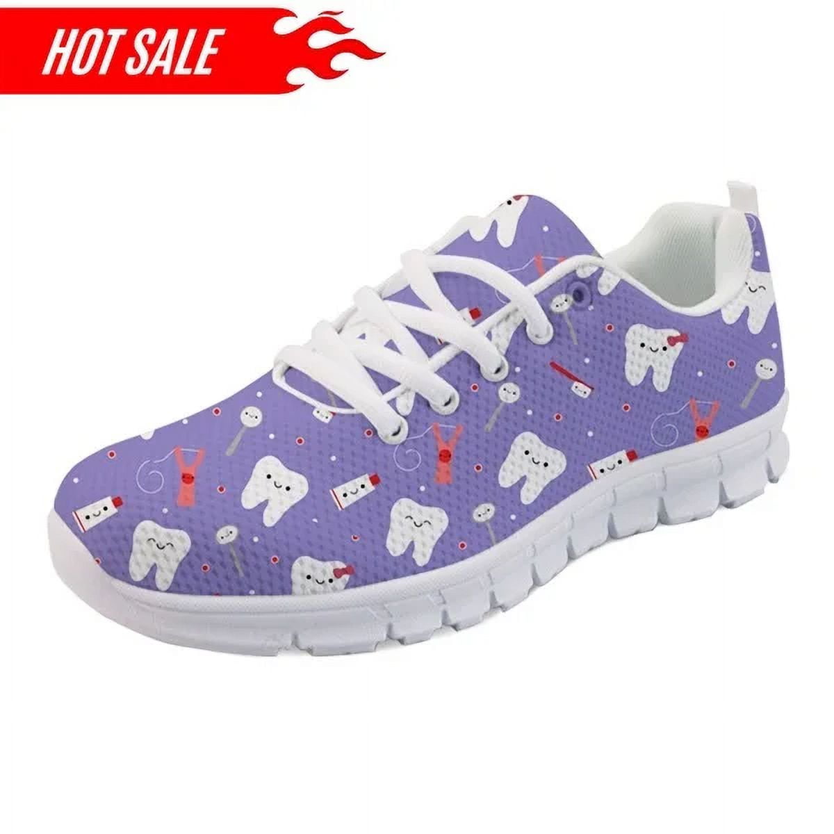 Casual Black Lace Up Flats Shoes Girls Funny 3D Cartoon Dentist/Teeth ...