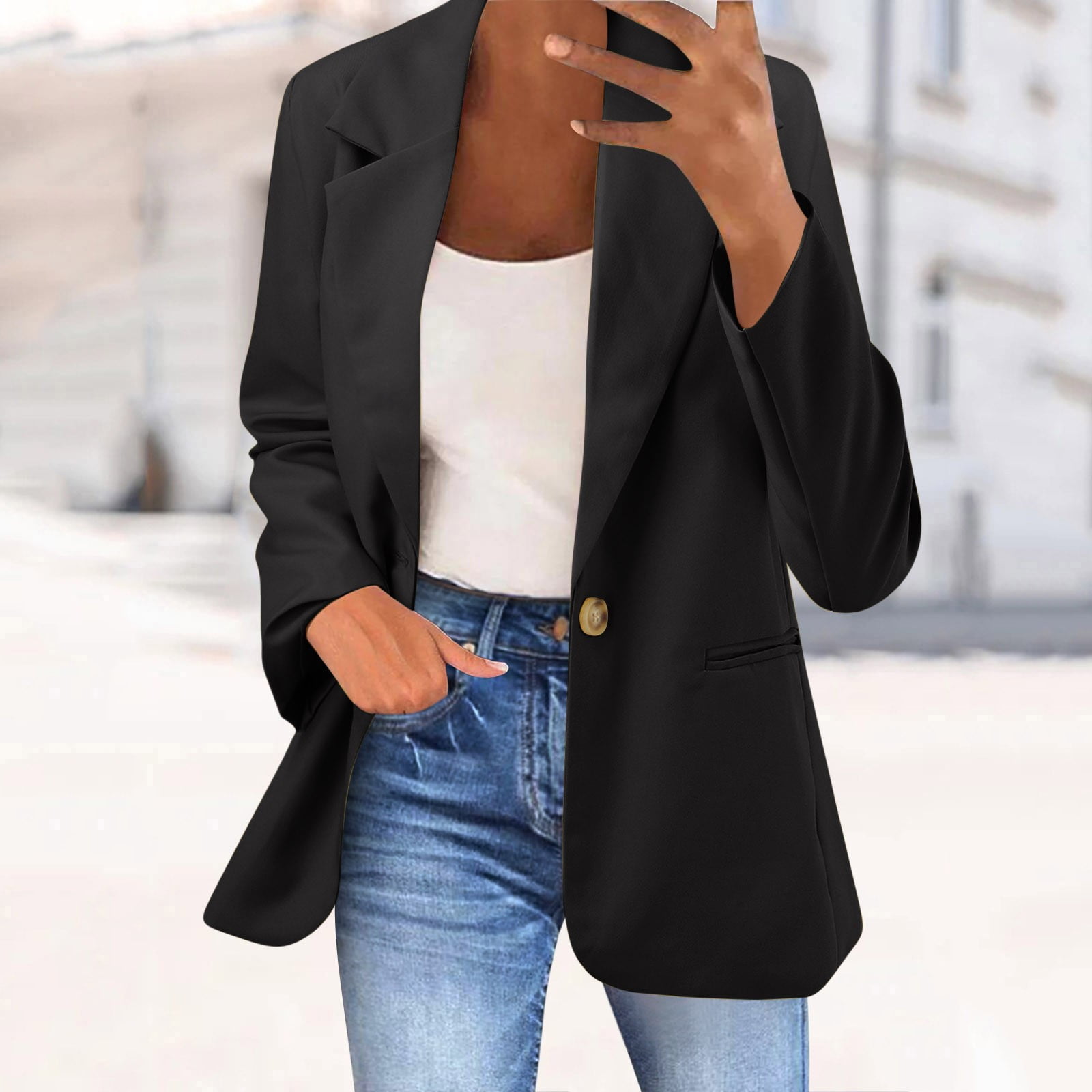 Casual Blazer for Women Clearance Button Front Office Fall Fashion Long ...