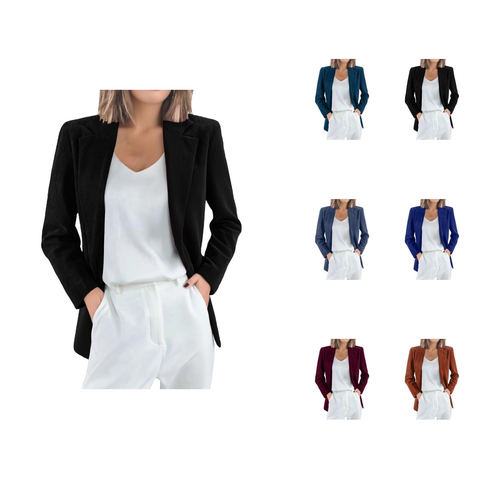 Casual Blazers for Women 2025 Corduroy Long Sleeve Notch Lapel Collar ...