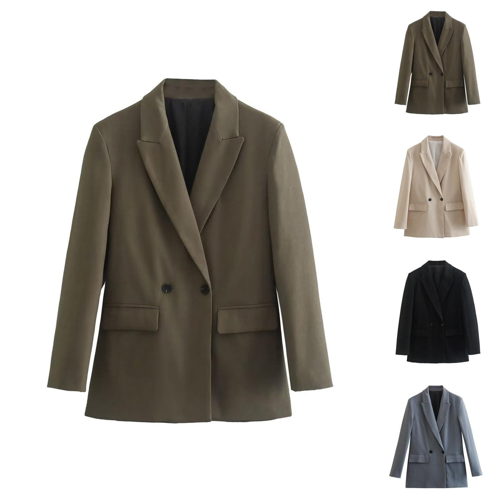 Casual Blazers for Women 2025 Fall Winter Long Sleeve Lapel Collar Open ...