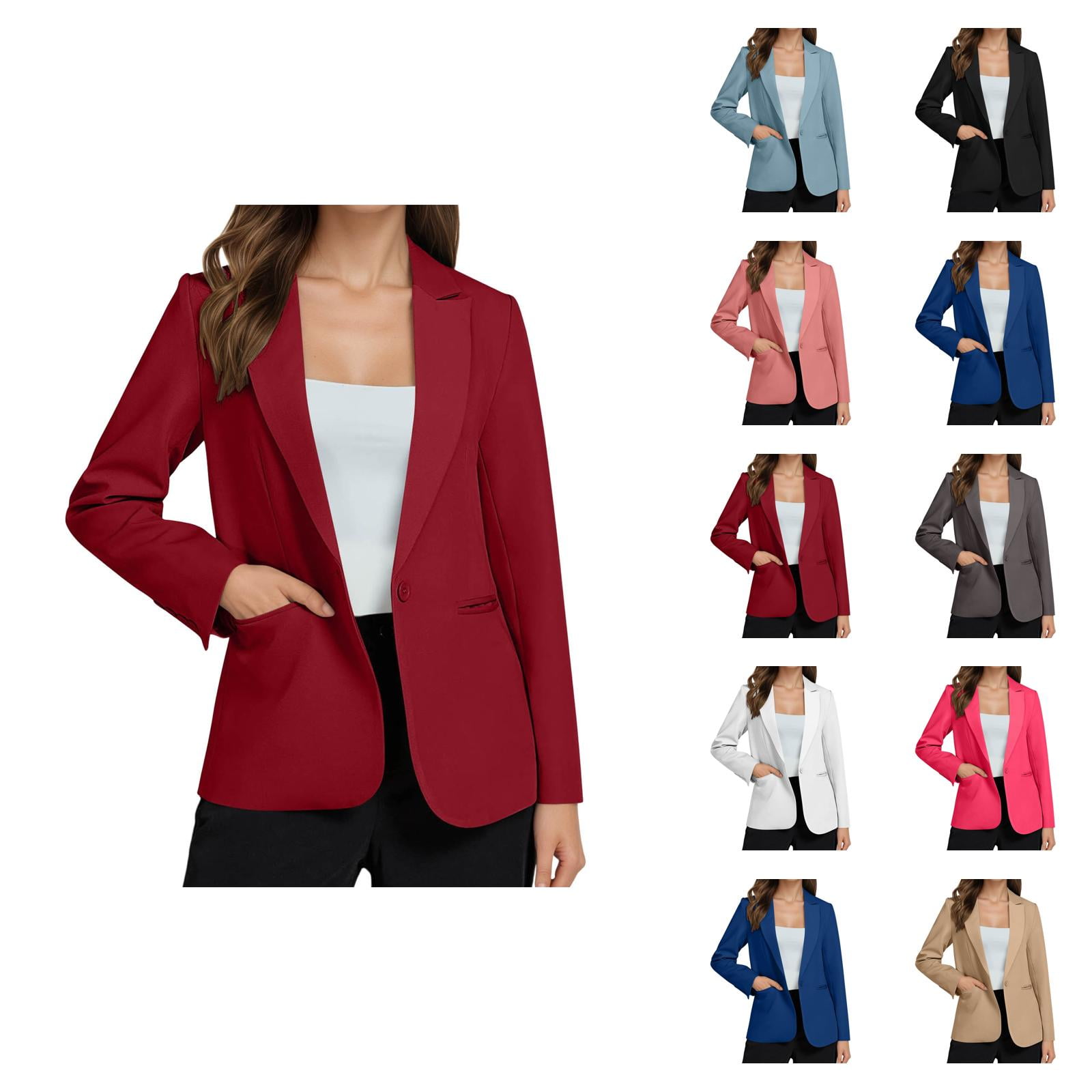 Casual Blazers for Women 2025 Long Sleeve Button Notch Lapel Collar ...