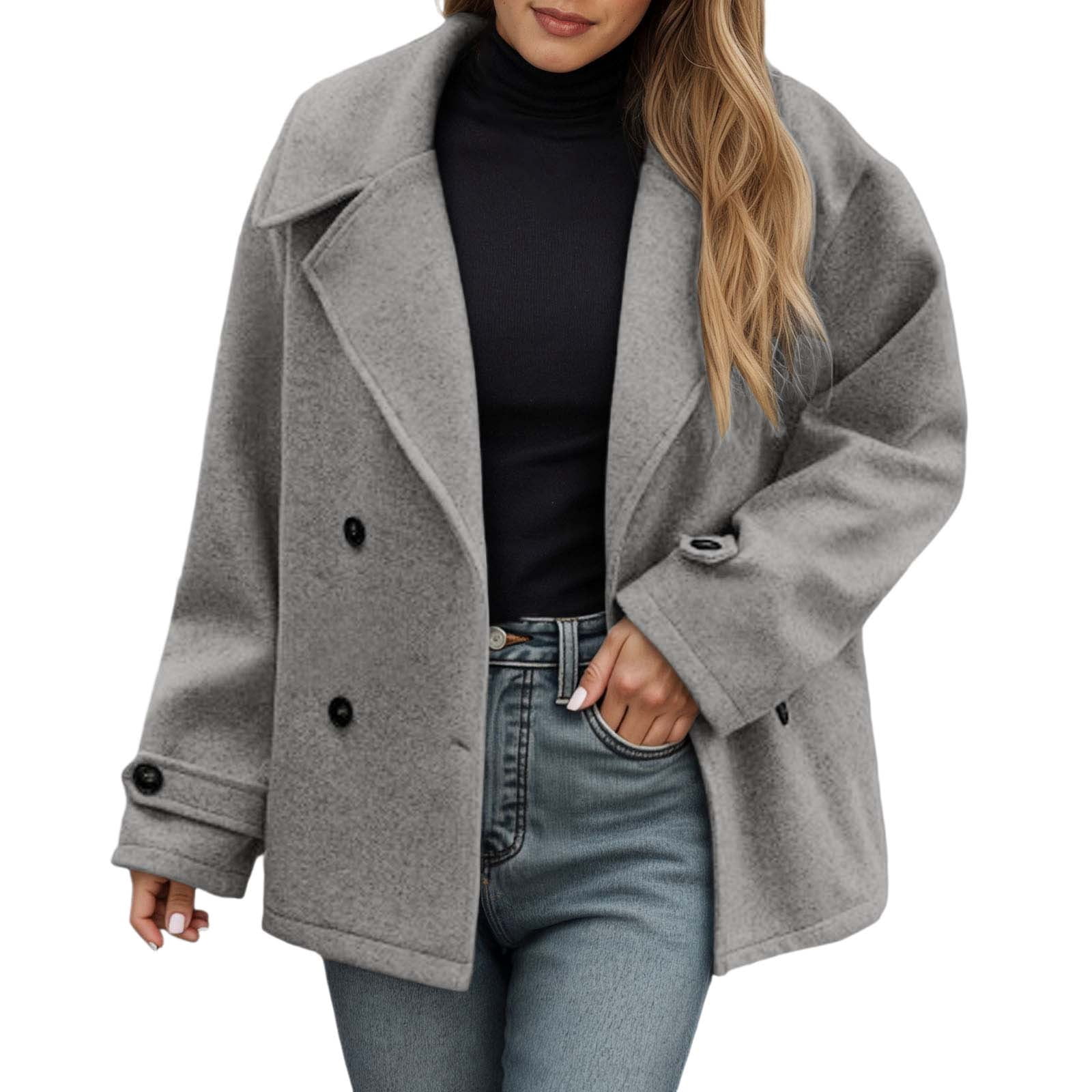 Casual Blend Cropped Jacket for Everyday Wear Button Up Long Sleeve ...