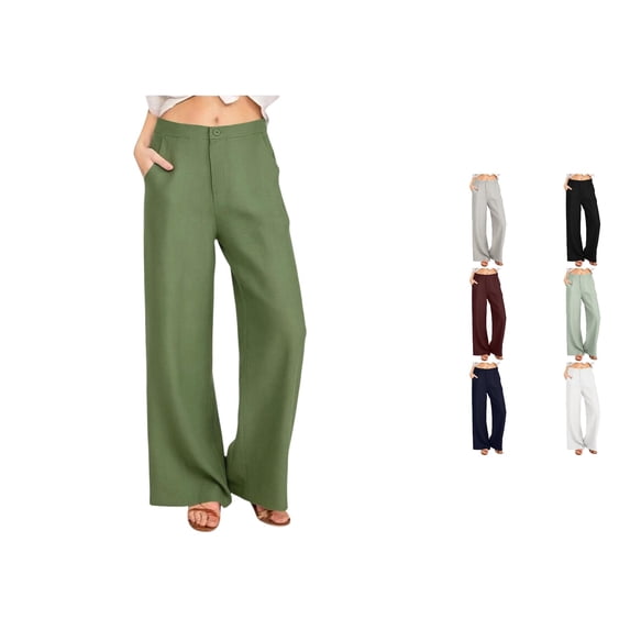 Casual Blend Wide Leg Pants For High HIgh Rise Lightweight Trousers ...