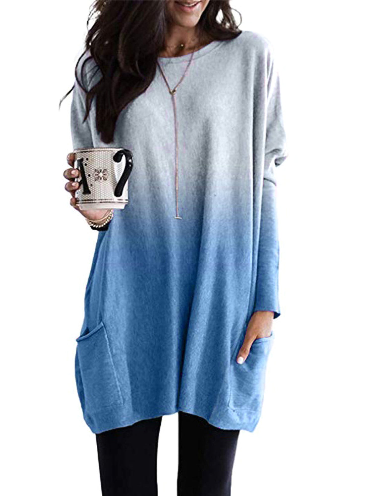 Casual Boyfriend Baggy Long Sleeve T-Shirt Blouse Tops For Women Ladies ...