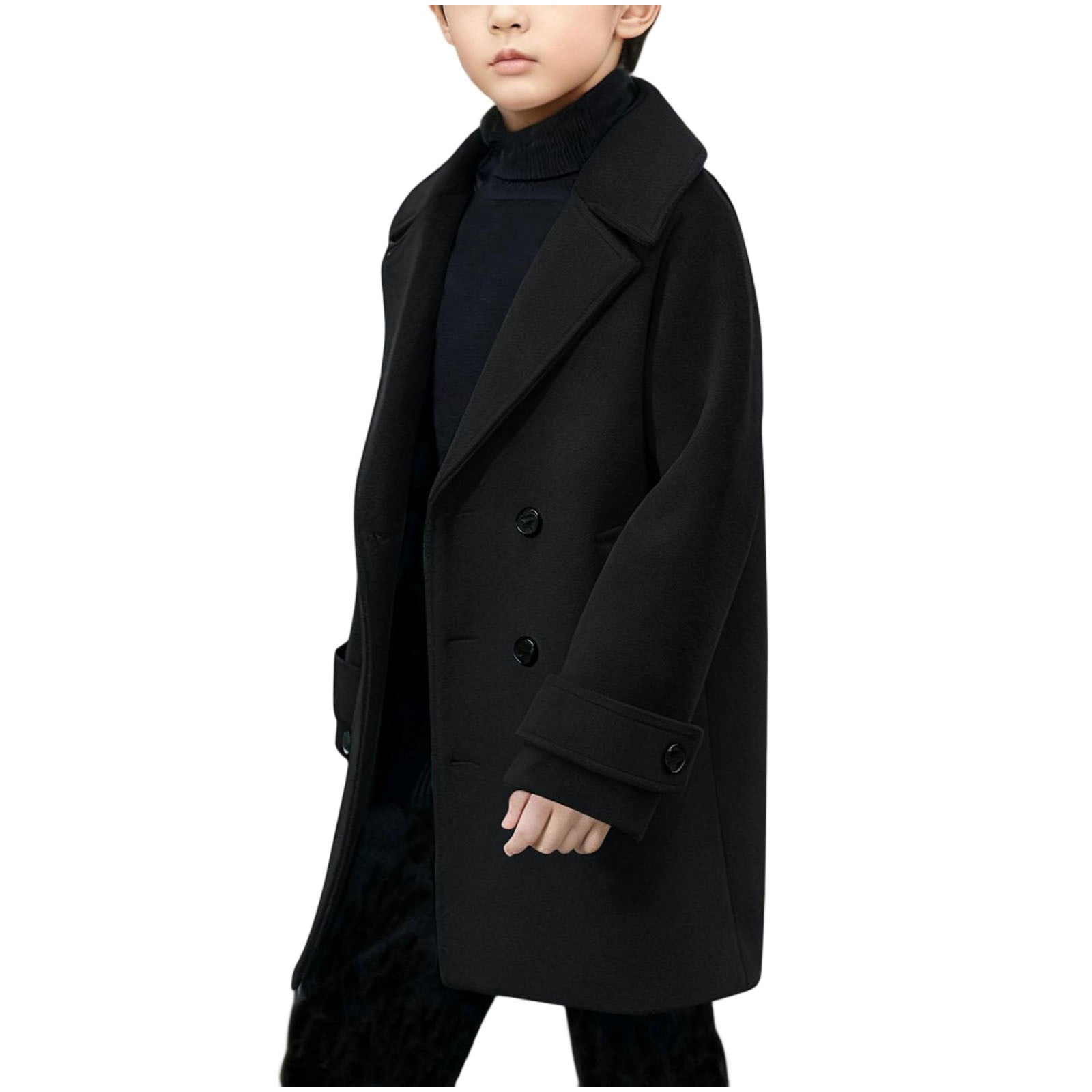 Casual Button Coats for Kids Girl Boy Fall Winter Long Sleeve Fleece ...