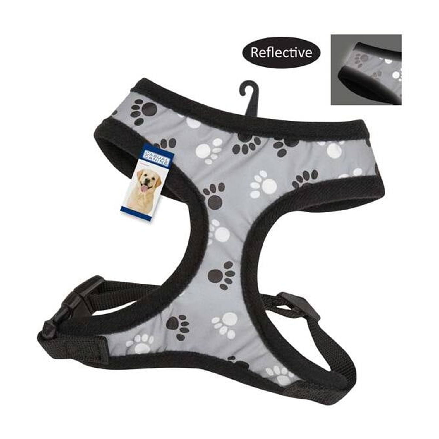 Casual Canine Reflective Pawprint Dog Harness - Gray Medium - Walmart.com