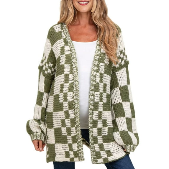 Casual Cardigan Sweater for Women Fall Long Sleeve Open Front Chunky ...