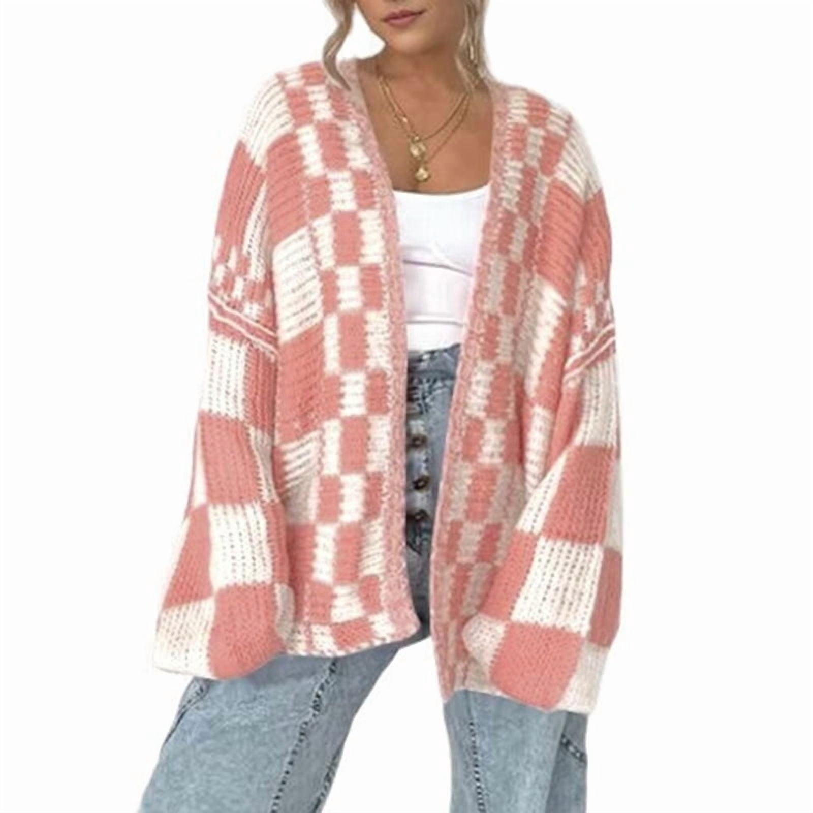 Casual Cardigan Sweater for Women Fall Long Sleeve Open Front Chunky ...