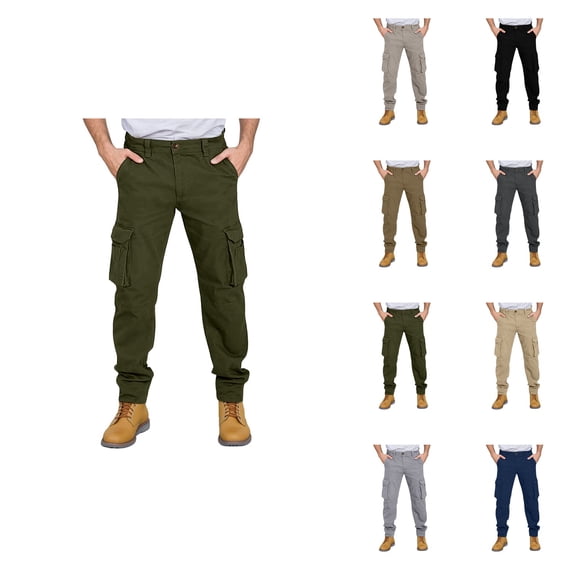 Casual Cargo Pants for Men, Straight Fit Outdoor Trousers with Multiple ...