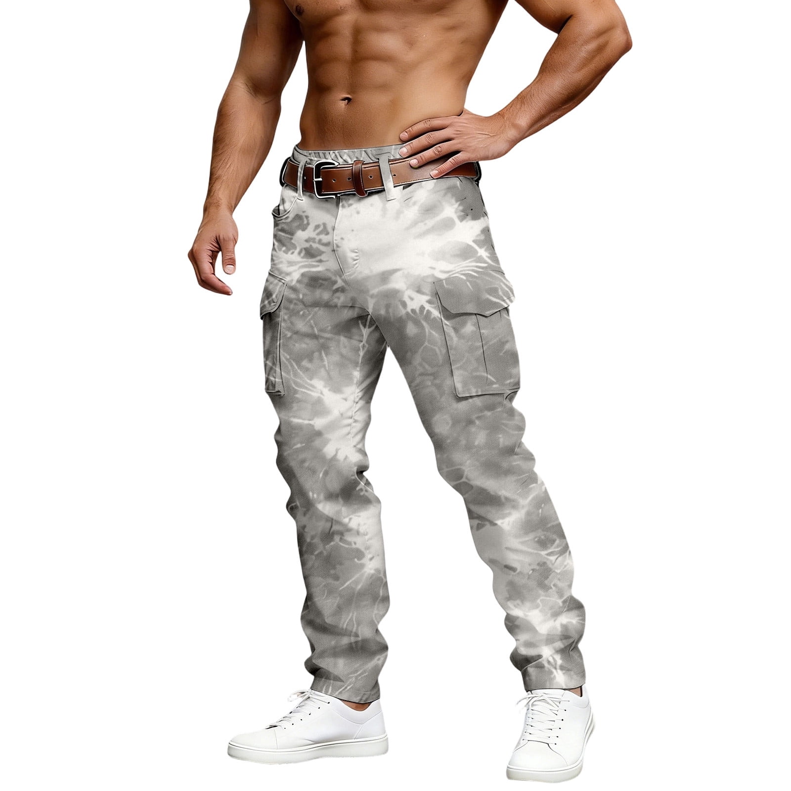 Casual Cargo Pants with Tie Dye Print for Everyday Wear Outdoor Utility ...