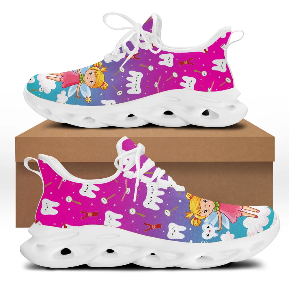 Casual Cartoon Dental Sport Shoes for Women Funny Teeth Dentist Design ...
