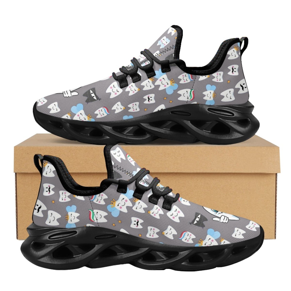 Casual Cartoon Dental Sport Shoes for Women Funny Teeth Dentist Design ...