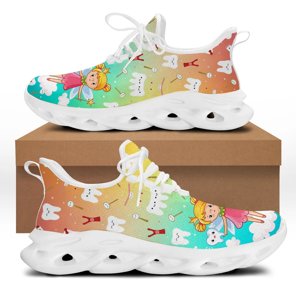 Casual Cartoon Dental Sport Shoes for Women Funny Teeth Dentist Design ...