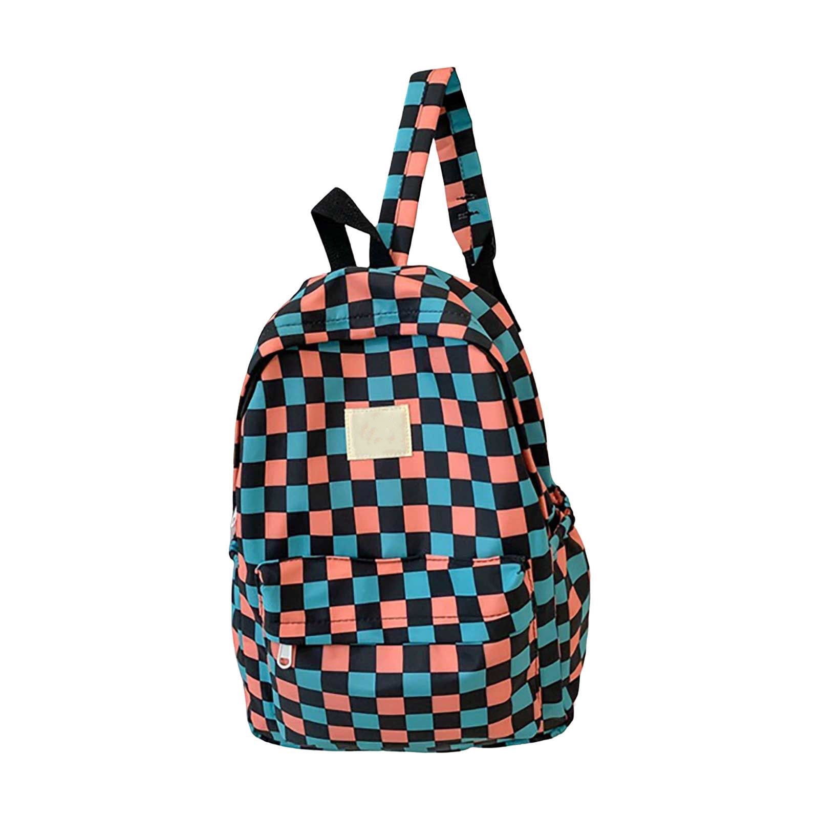 Casual Checkerboard Backpack Lightweight Plaid Daypack For Young Adults ...