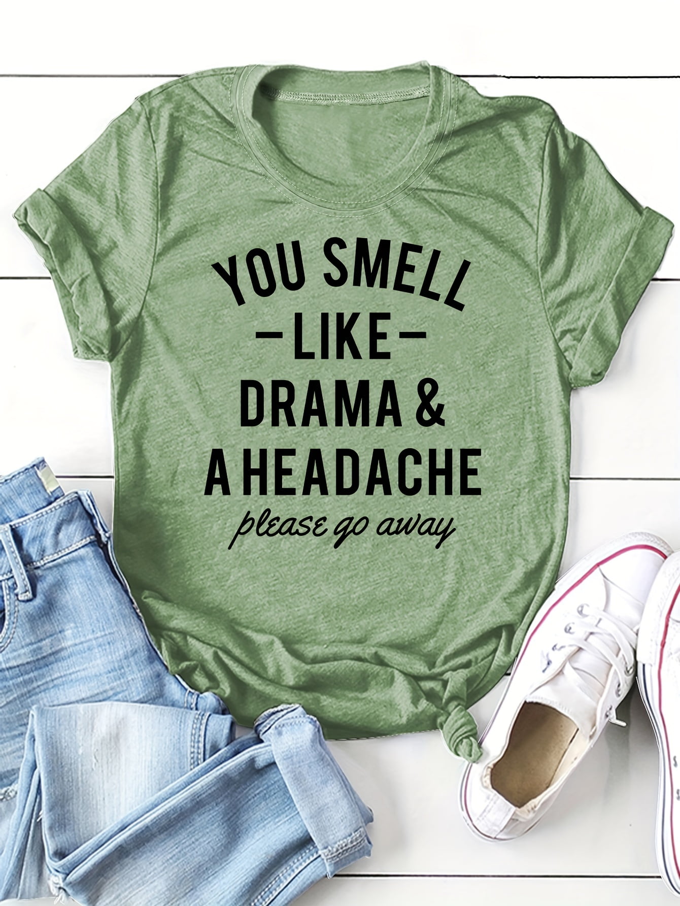 Casual Chic Alphabet Crew Neck T-Shirt | Breathable Cotton Blend, Easy Maintenance, All-Season ...