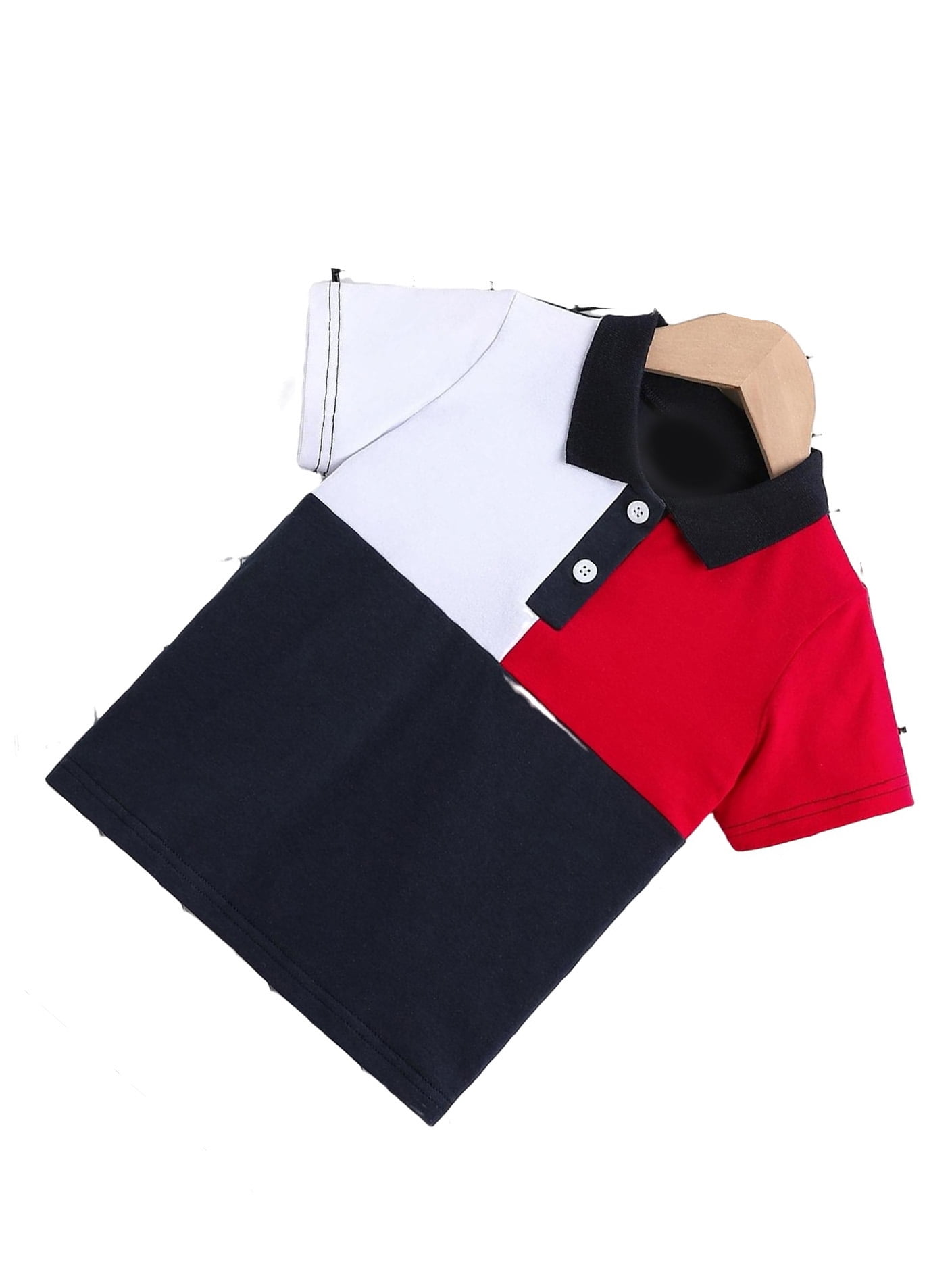 Casual Colorblock Polo Short Sleeve Multicolor Toddler Boy Polo Shirts ...