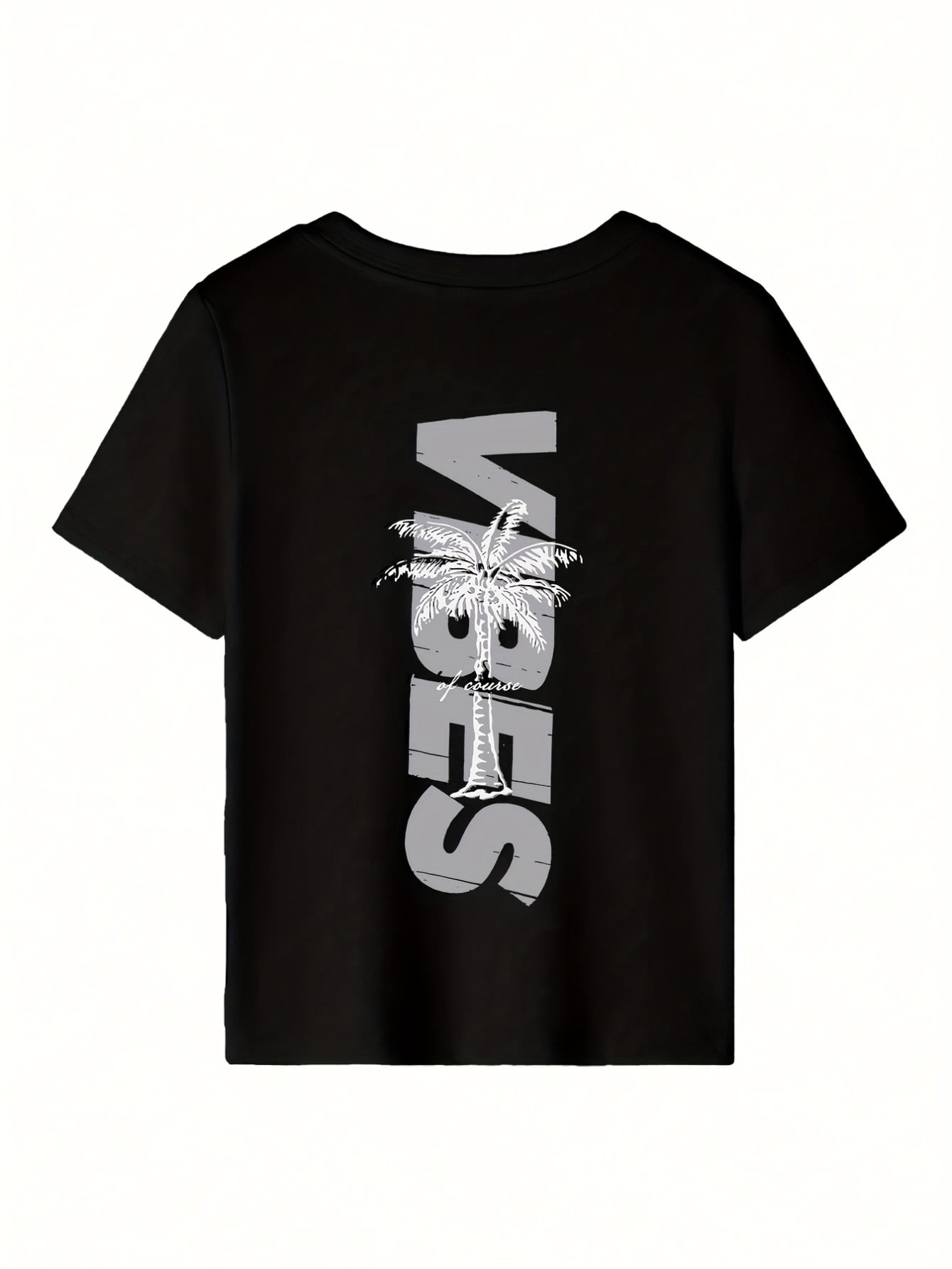 [Casual Cool] Boys' Casual Summer T-Shirt - "Vibes" Palm Tree Print ...