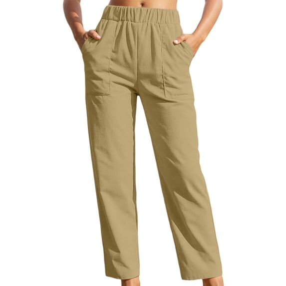 Casual Corduroy Straight Leg Pants with Elastic Waist and Pockets for ...