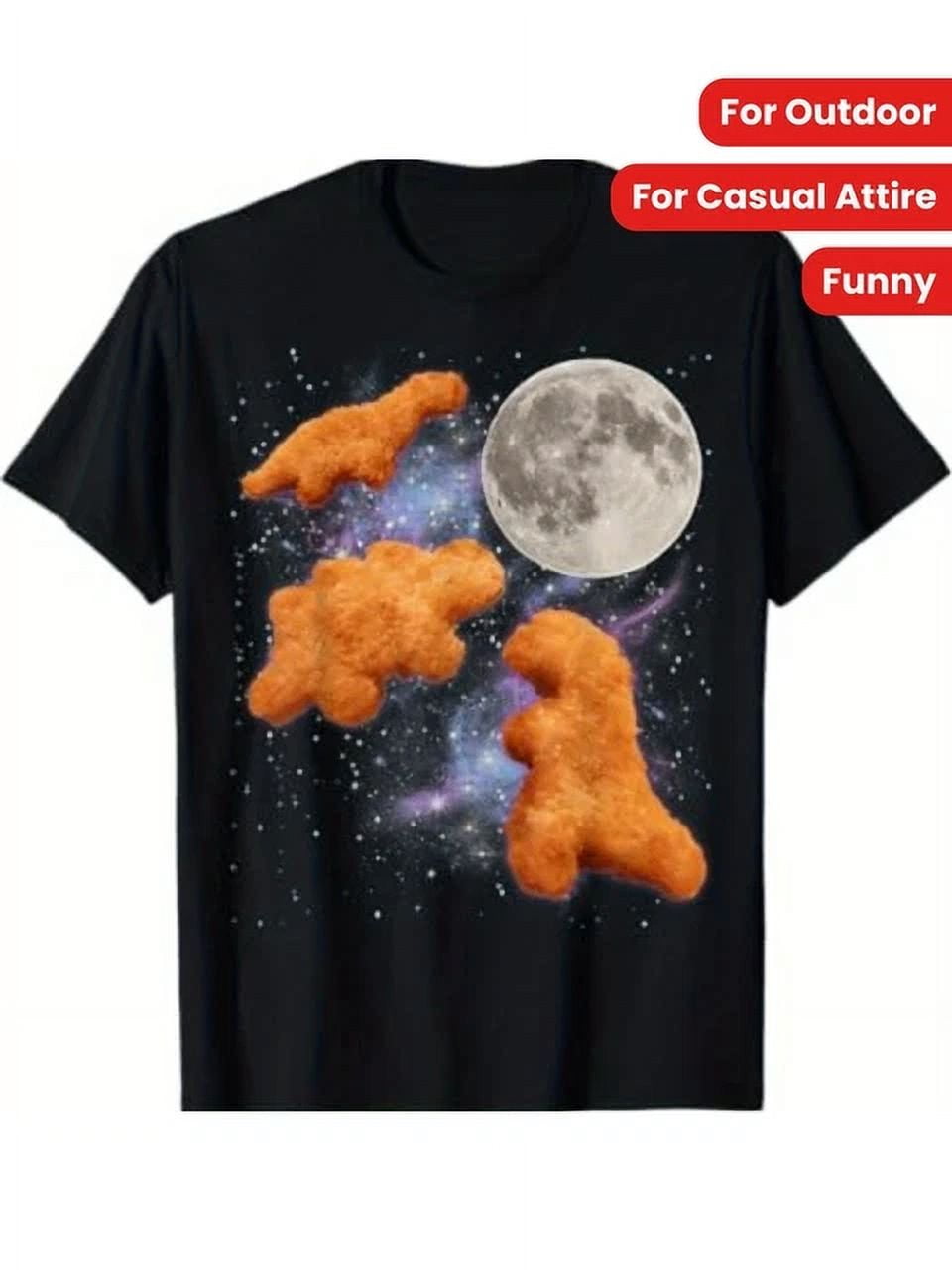 Casual Cotton Graphic Tee Men'S Dinosaur Nugget Moon Howling Short ...