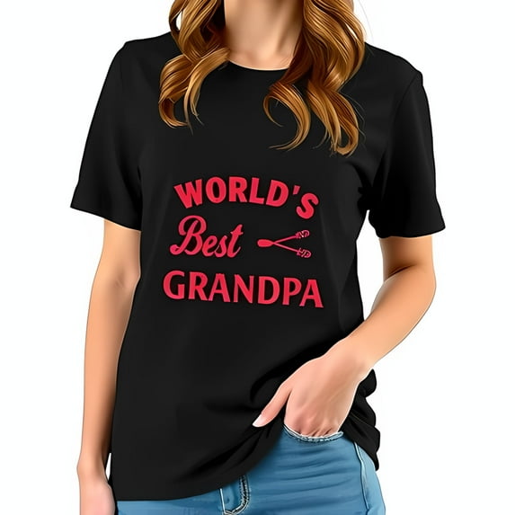 Casual Cotton Short Sleeve T-Shirt - " WORLD'S BEST GRANDPA " in Bold ...