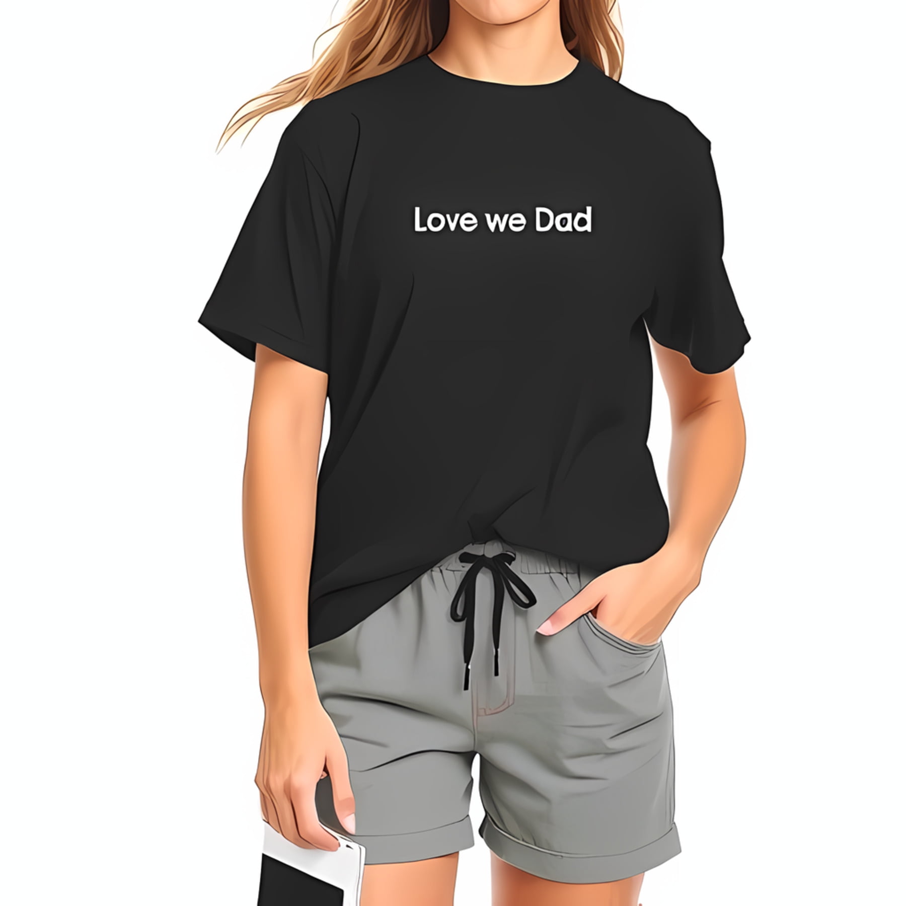 Casual Cotton Short Sleeve T-Shirt for Women - " Love we Dad " Graphic ...