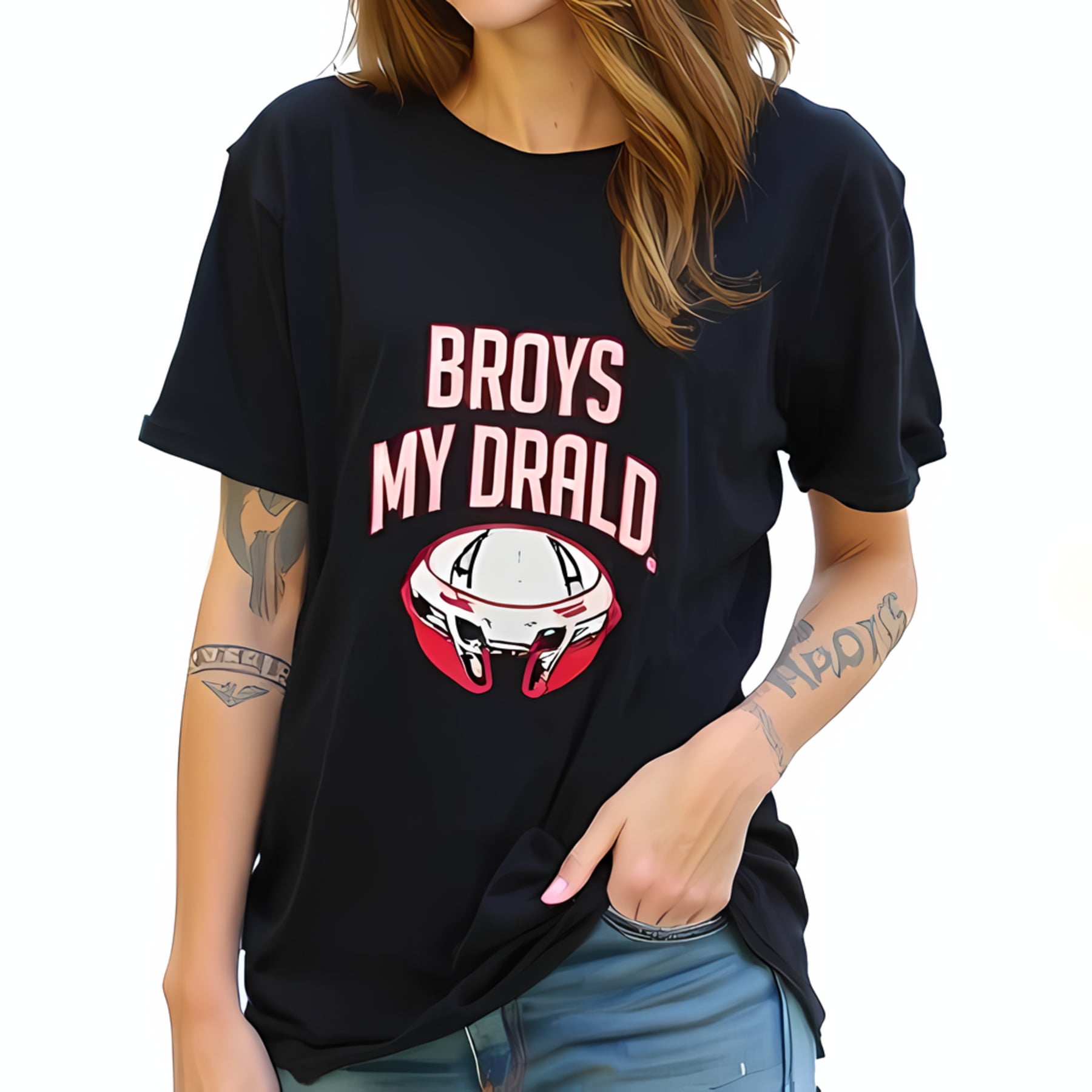 Casual Cotton Short Sleeve T-Shirt with " BROYS MY DRALD " Graphic ...
