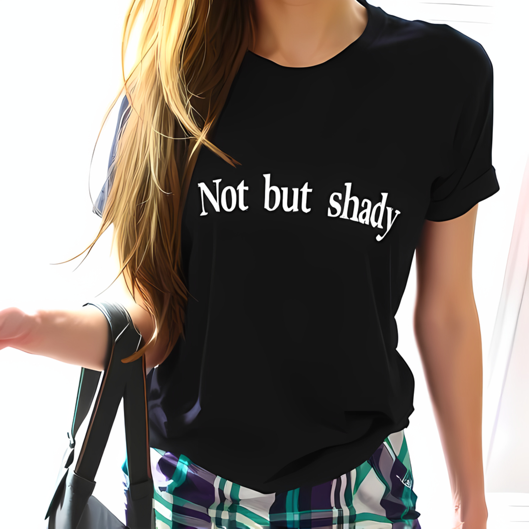 Casual Cotton Short Sleeve T-Shirt with Bold 'Not but shady' Graphic ...