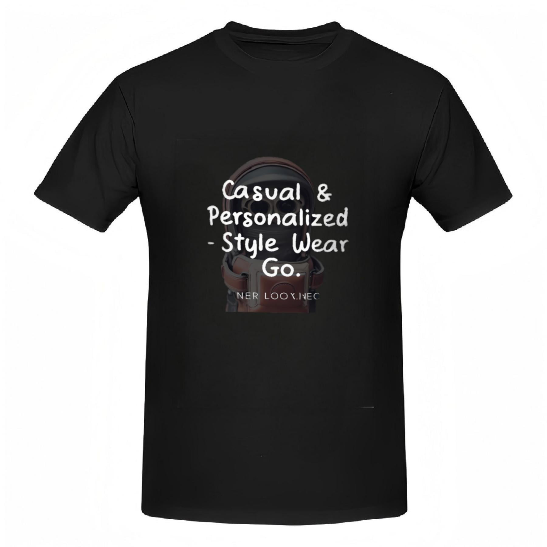 Casual Cotton Short Sleeve T-Shirt with Cartoon Character in Helmet ...