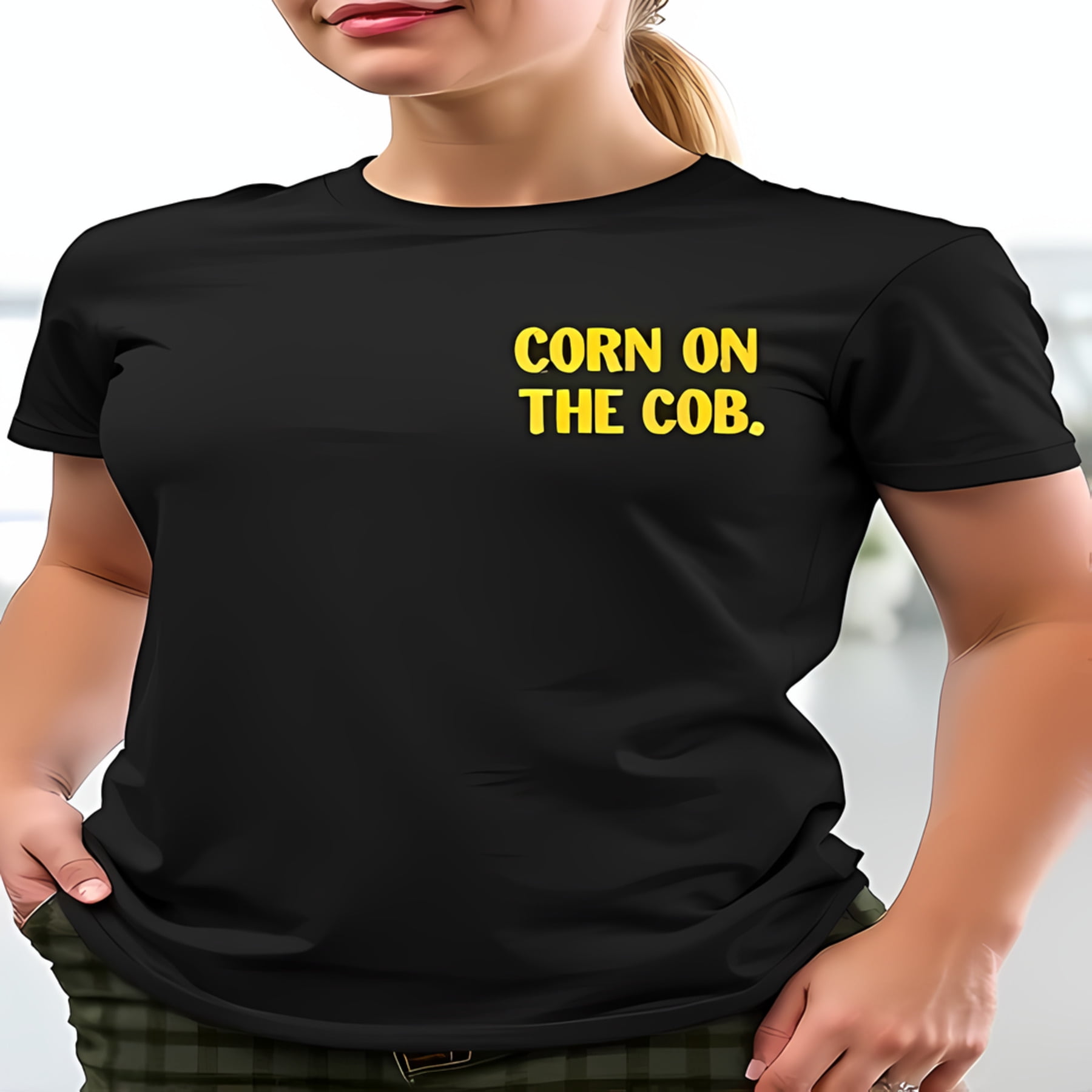 Casual Cotton Short Sleeve T-Shirt with Playful 'CORN ON THE COB ...