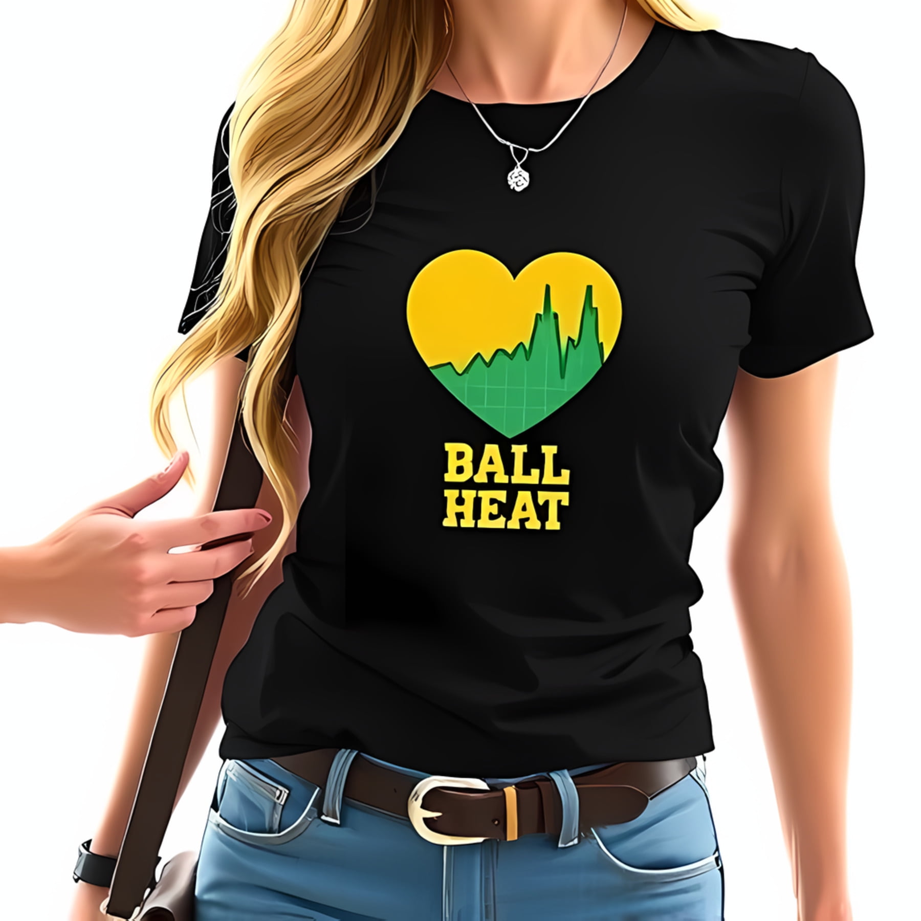 Casual Cotton Short Sleeve T-Shirt with Retro Heart Graphic and Rising ...