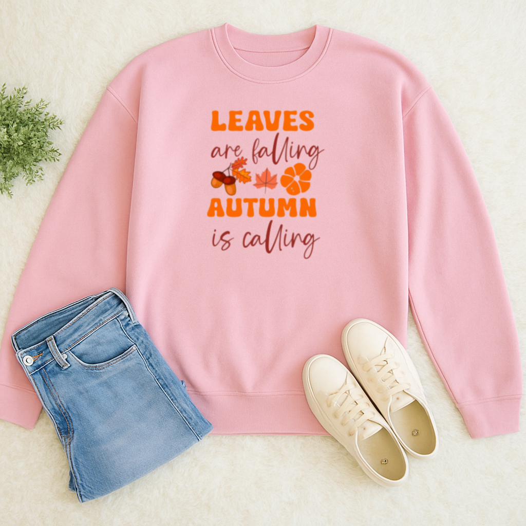 Casual Cozy Autumn Falling Leaves Seasonal Harvest Style Sweatshirt, up ...