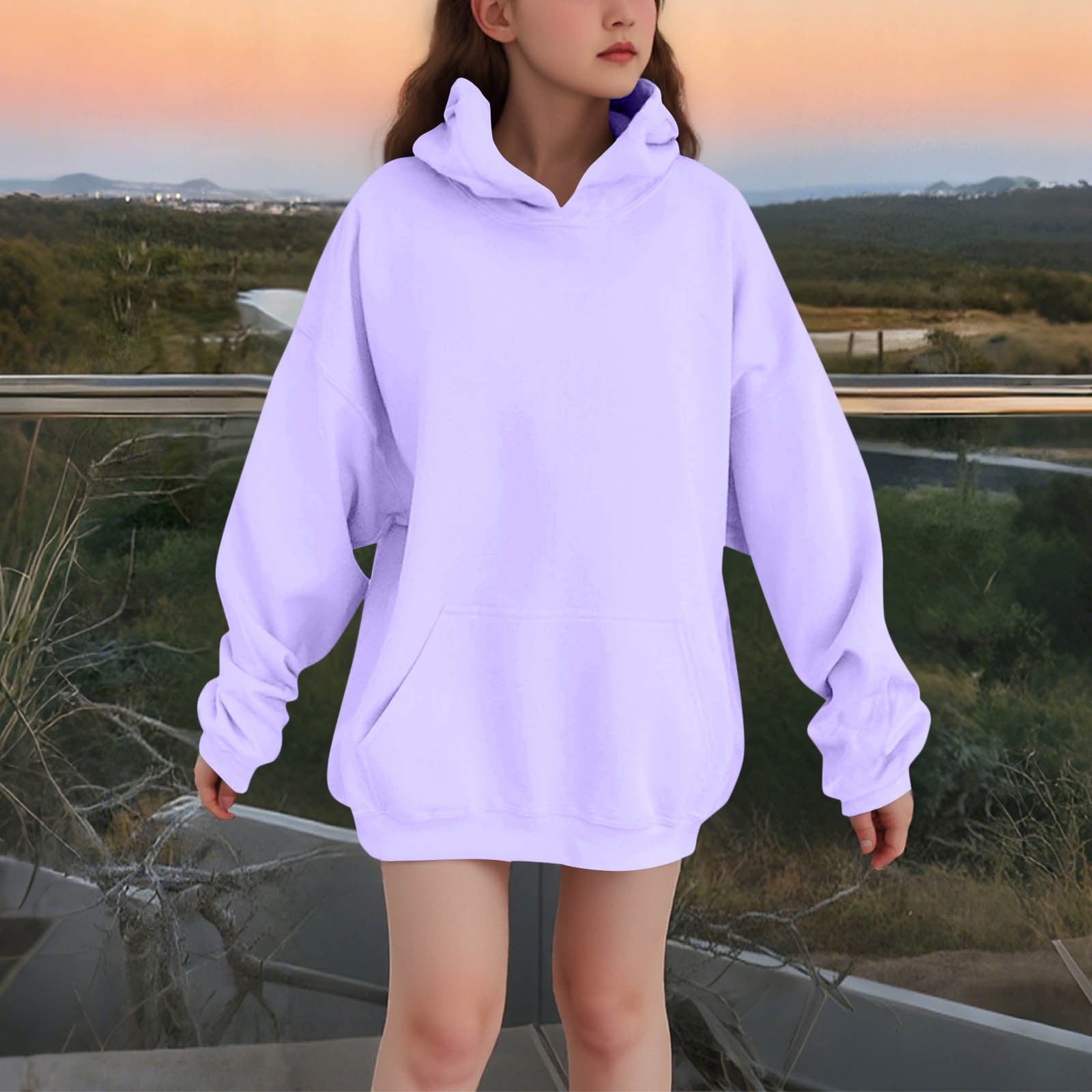 Casual Crewneck Sweatshirt New Girls Oversized Hoodies Fleece Hooded ...