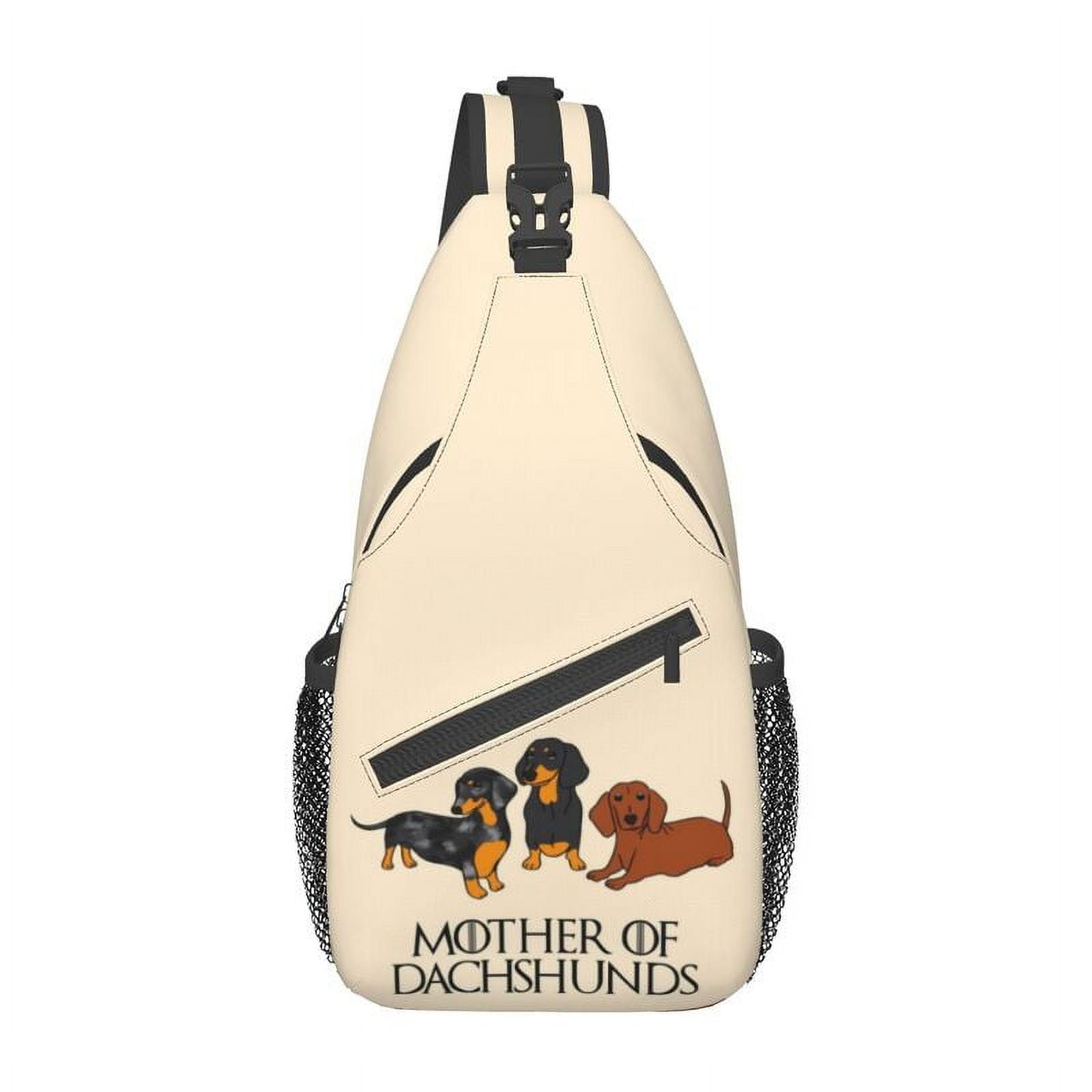 Casual Dachshund Floral Dog Patterns Crossbody Sling Backpack Men Puppy ...