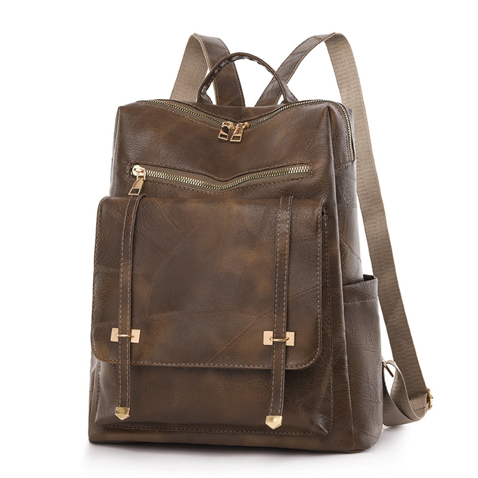 Casual Daypack for Women PU Leather Retro Style Multi Pocket with ...