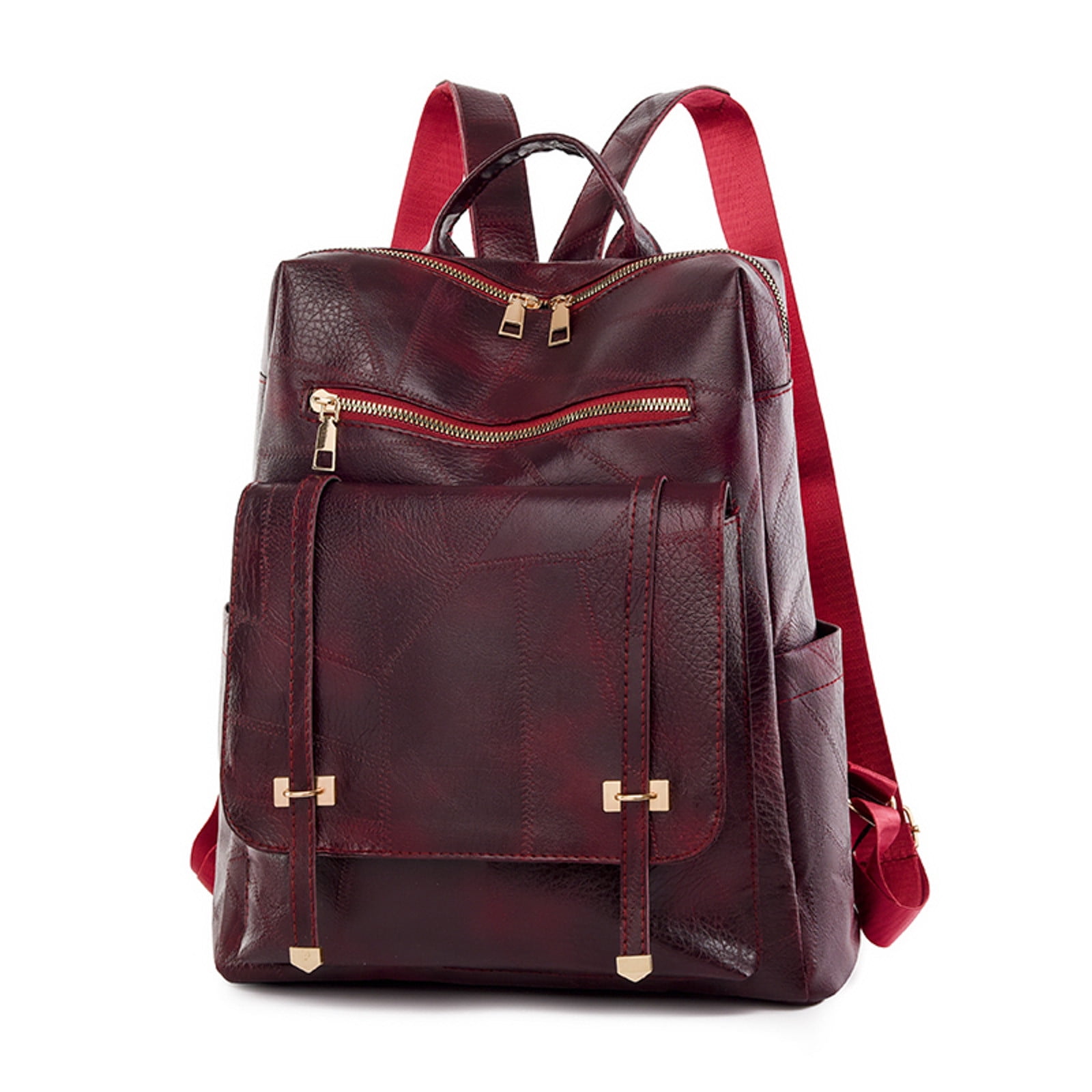 Casual Daypack for Women PU Leather Retro Style Multi Pocket with ...