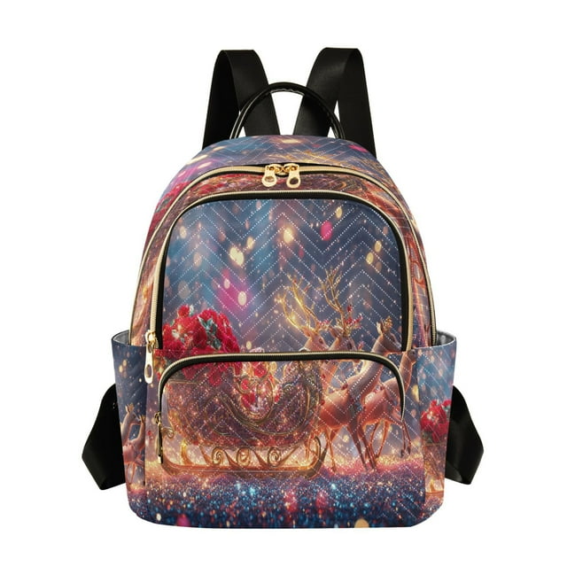 Casual Decorative Sleigh with Reindeer Backpack for School,College and ...