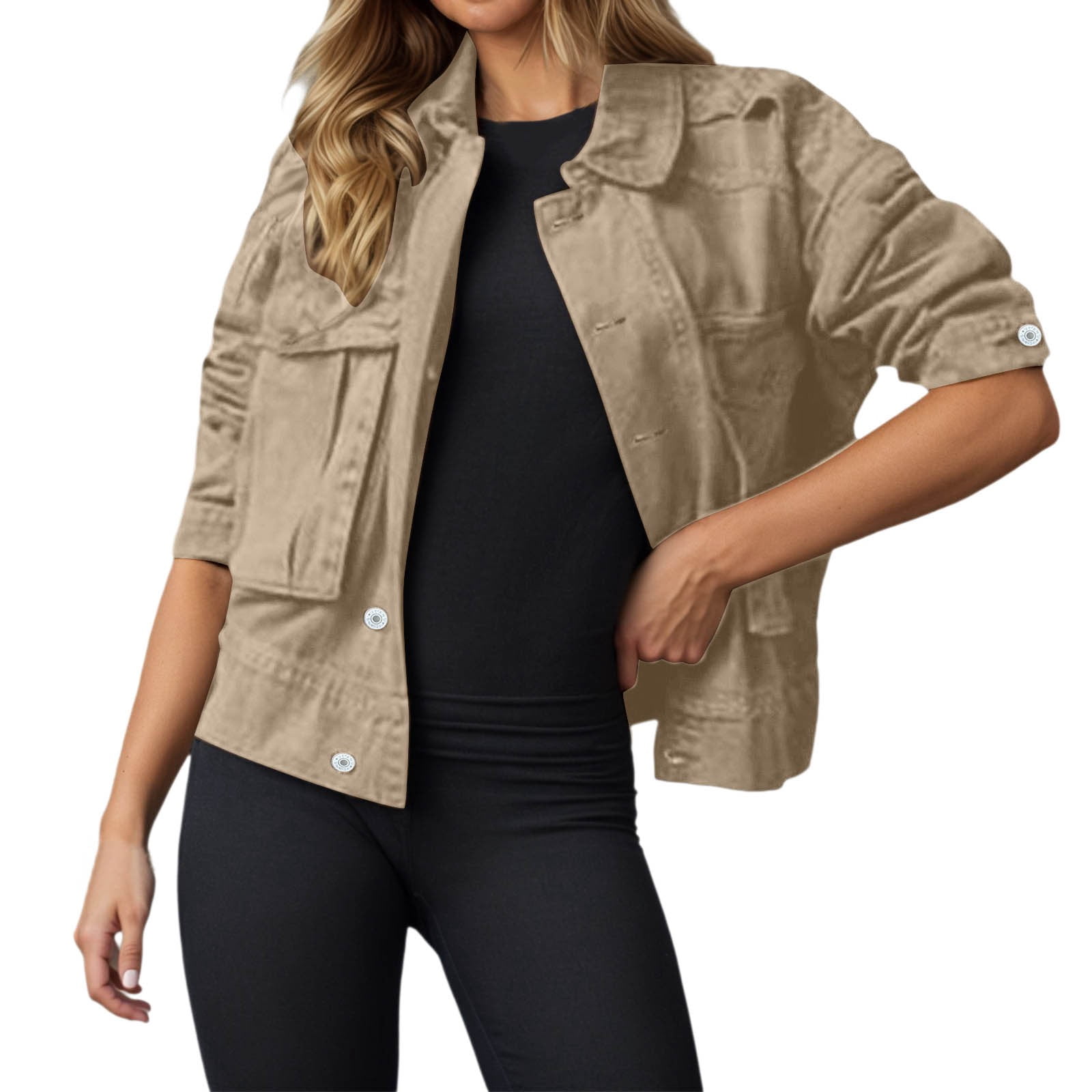Casual Denim Jacket Short Length Button Up Workwear Style for Everyday ...