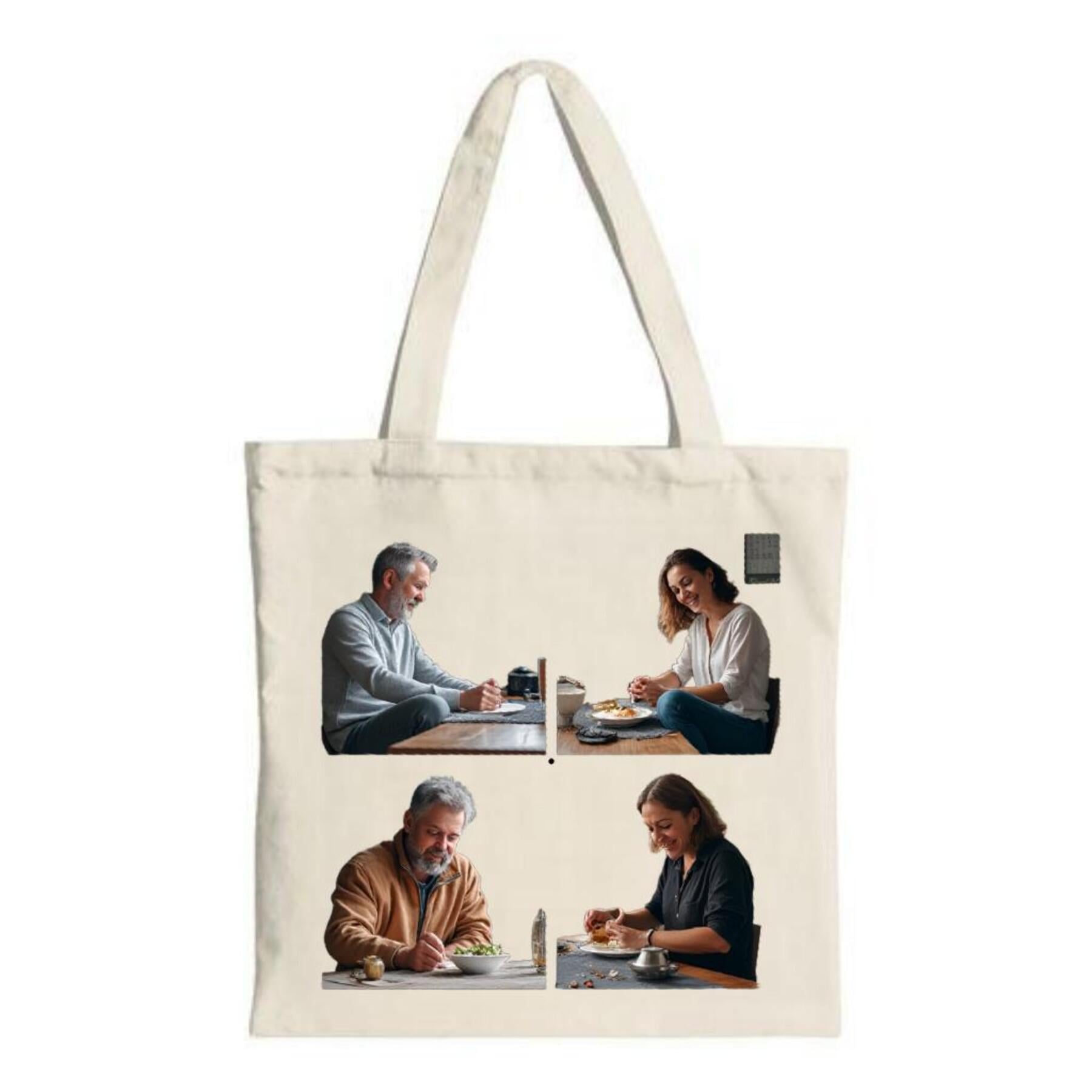 Casual Dining Canvas Tote Bag - Features Four Charming Images of ...