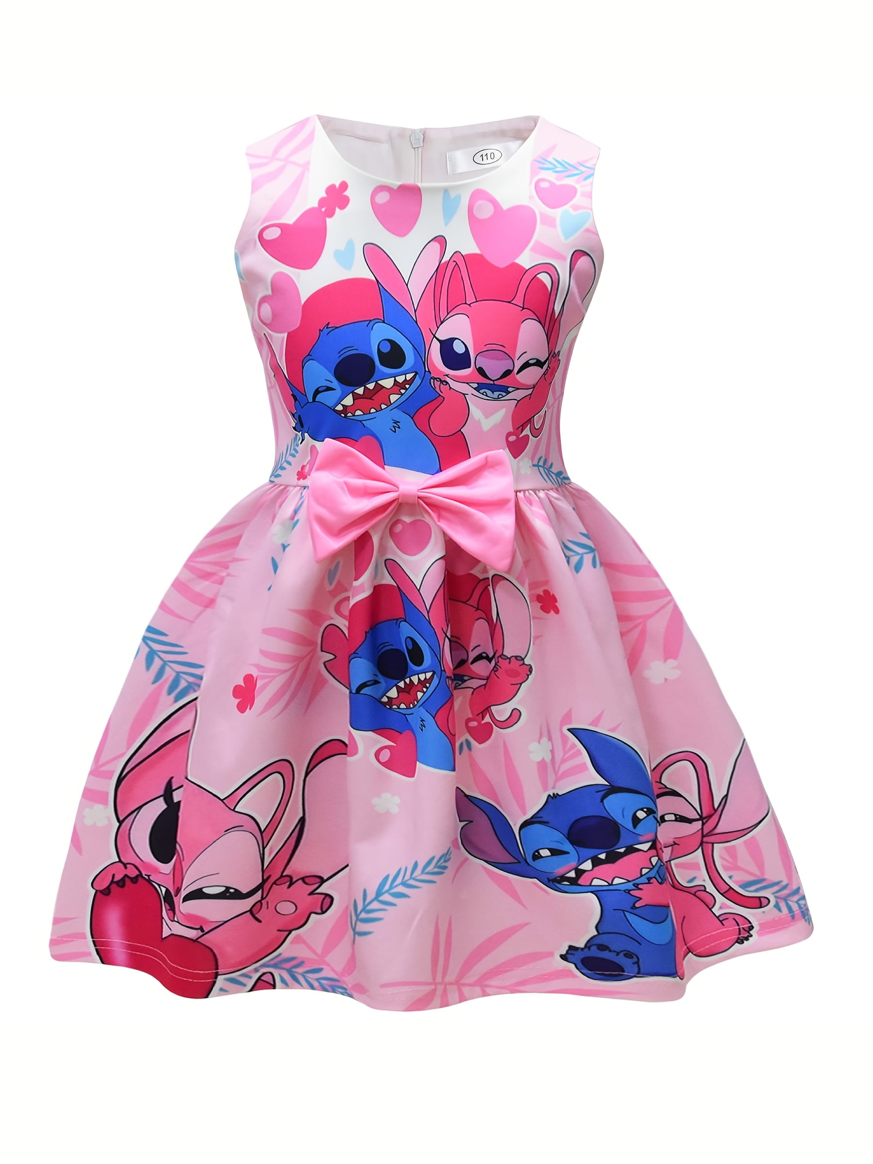 Casual Dress, Cute Cartoon Print with Sleeveless Design Featuring A Bow ...