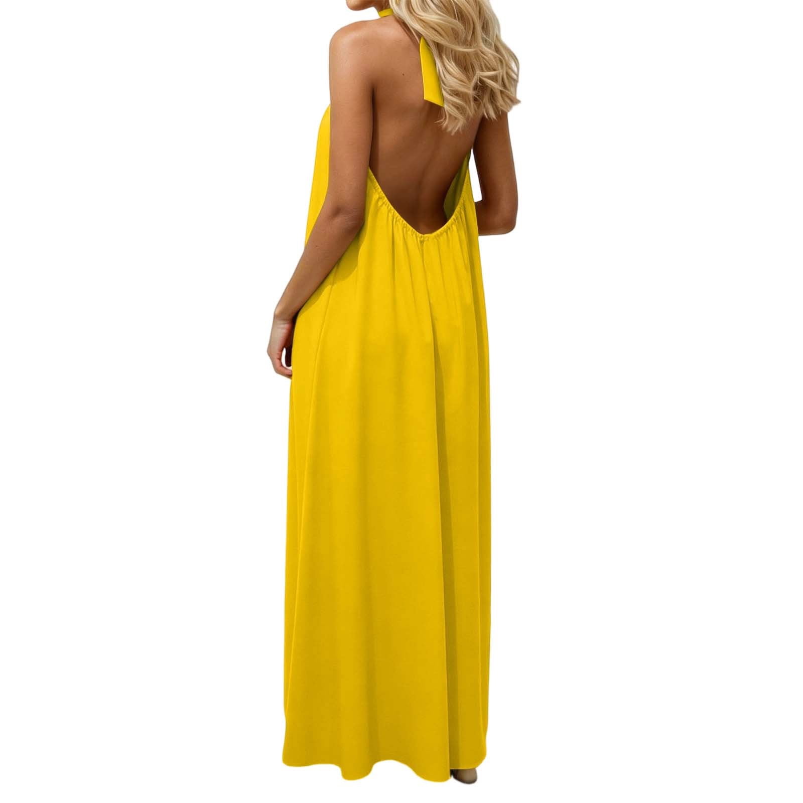 Casual Dress Formal Dresses for Women Casual Sleeveless Open Back Maxi ...