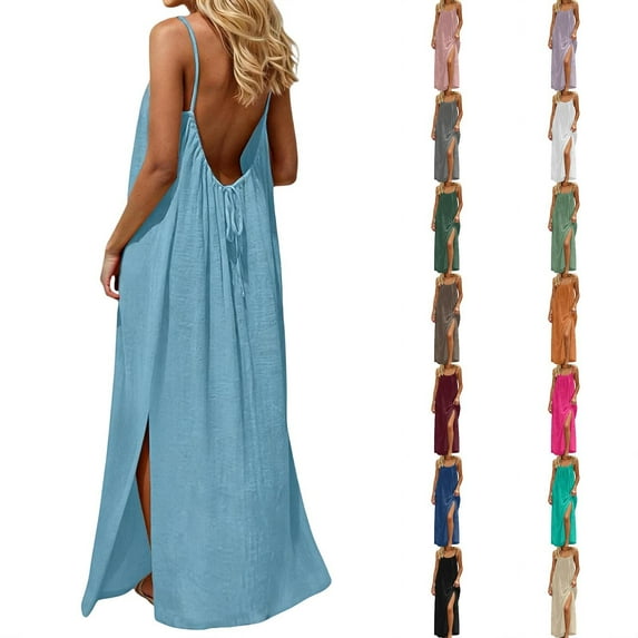 Casual Dresses For Women Sleeveless Backless Cami Dress Spaghetti Strap ...