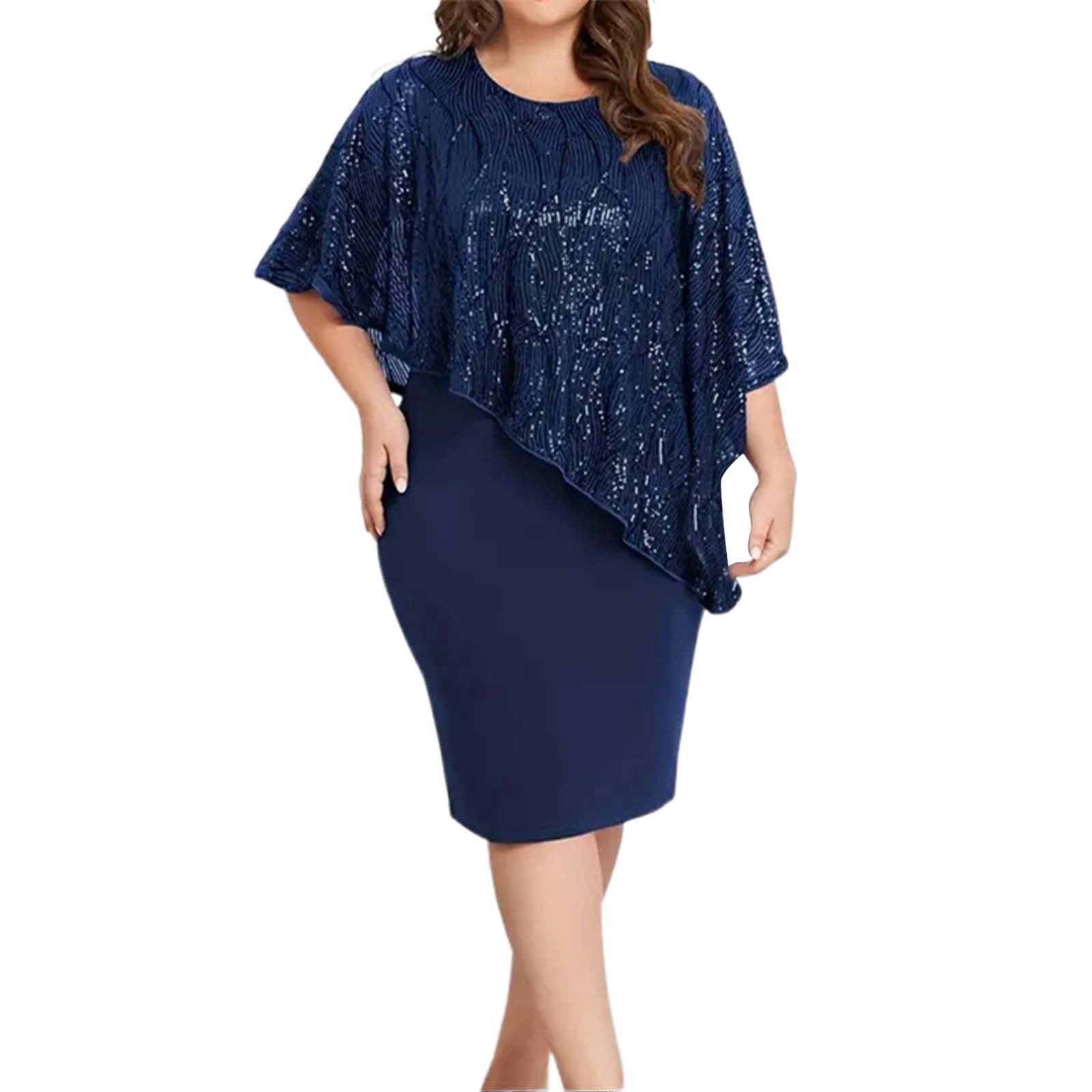 Casual Dresses For Womens Solid Color Chiffon Cape Knee Length Evening ...