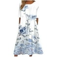 Casual Dresses Womens Boho Short Sleeve O Neck Pocket Floral Print